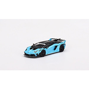 True Scale Miniatures Model Car Compatible with Lamborghini LB-Silhouette Works Aventador GT EVO (Blue) Limited Edition 1/64 Diecast Model Car MGT00494