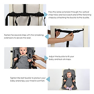 Travel Harness Seat Fabric Foldable Baby Seat with Safety Extension Belt(contact shop) Washable Harness Chair for Infant Feeding|Toddler Travel High Chair Seat Sack|Parent Pouch Baby Travel Essential