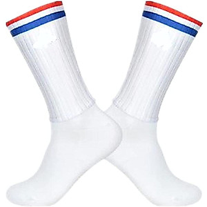 PRIOKNIKO Socks For Men Anti-Slip Silicone Aero White Line Cycling Sports Running Socks,One Size 6-12