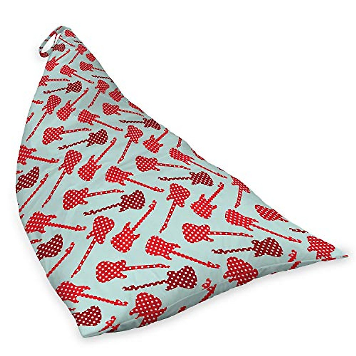 Lunarable Music Lounger Chair Bag, Rock and Roll Pattern with Guitar with Polka Dots, High Capacity Storage with Handle Container, Lounger Size, Pale Turquoise Vermilion