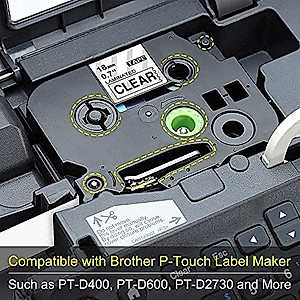 Compatible 18mm Label Tape Replacement for Brother P Touch TZe Label Tape Multicolor Bundle with TZe-241 Label Tapes, 0.7" x 26.2', Clear/White/Black Tape (Total 8-Pack)