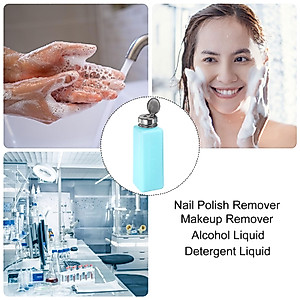 HARFINGTON Solvent Alcohol Dispenser 500ml(16.9oz) Push Down Liquid Dispenser Pump with Sealing Stainless Steel Lid for Acetone Cleanser Polish Remover, Blue