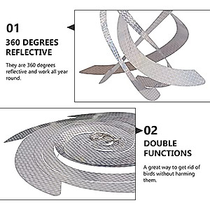 generic Reflective Spiral Rods for Bird Garden Bird Rods Hanging Revolving Bird Pendants for Lawn Balcony Pathway Silver 3pcs