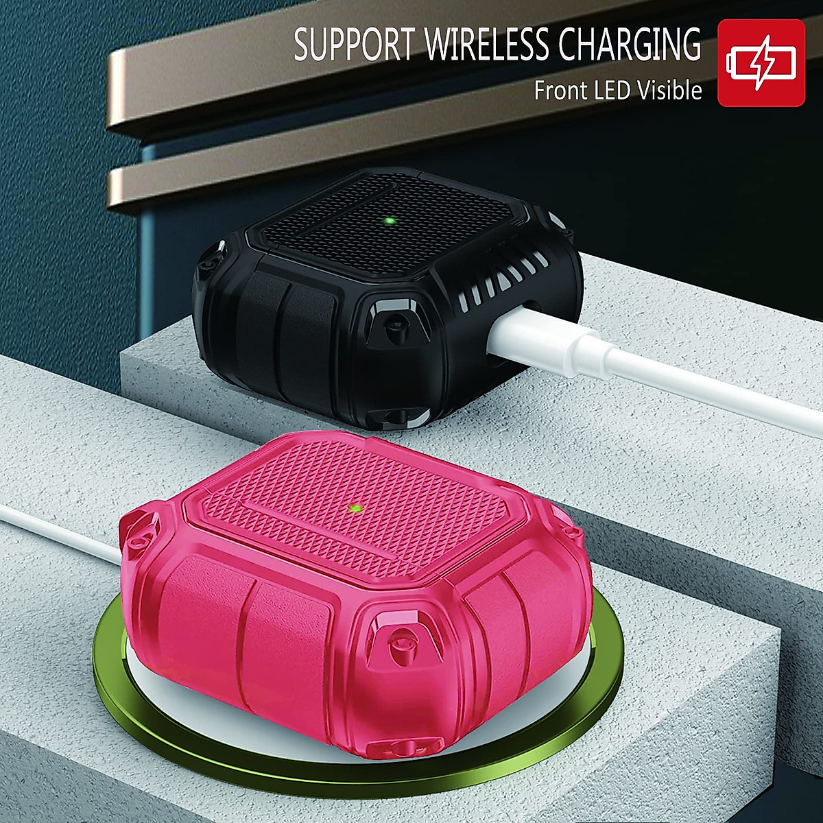 Coffea for AirPods 3rd Generation Case, Hard Shell Full Body Protective Case Cover with Keychain for AirPod 3 Charging Case (2021) - Black