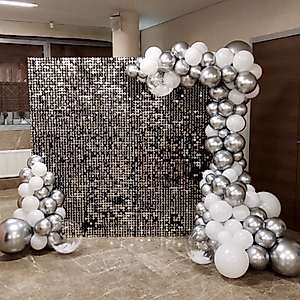 FOTIOMRG 120pcs 5 inch Metallic Silver Balloons, Small Chrome Silver Latex Party Balloons Helium Quality for Birthday Graduation Baby Shower Disco Wedding Party Decorations (with Silver Ribbon)