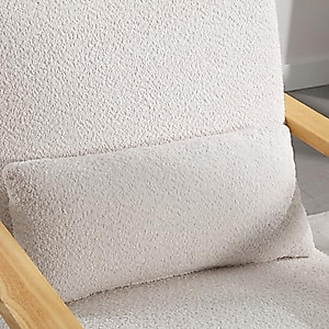 30.5" W Swivel Modern Boucle Upholstered Accent Chair with Solid Wood Armrests, Comfy Lounge Reading Chair, Side Armchair for Hotel Bedroom Living Room Office Nursery Room (Ivory)