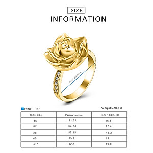 constantlife Cremation Ring for Ashes for Women Girls Rose Flower Urn Rings Memorial Jewelry Human Pet Stainless Steel Ash Holder Loved Ones Funeral Keepsake Gift (Golden-6)