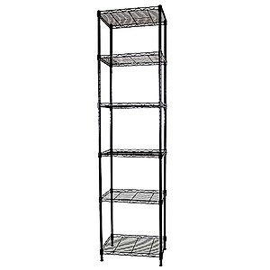 SUNLPH 6-Tier Wire Shelving Adjustable Shelves Unit Metal Storage Rack for Laundry Bathroom Kitchen Pantry Closet Organization (Black, 16.6" L x 11.4" W x 64.6" H)…