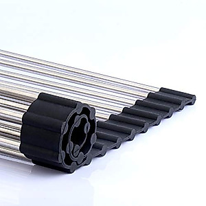 CANWELL 17"x15" Roll Up Dish Drying Rack, Premium 304 Stainless Steel Over Sink Kitchen Drainer Rack with Silicone Rims, Black