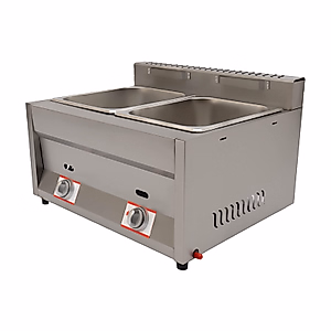 Propane LPG Gas Deep Fryer 2 Burners Commercial Countertop Deep Gas Fryer Natural Gas Food Warmer Stainless Steel 6L ×2 for French Fries Restaurant Home Kitchen, without Baskets (US Stock)