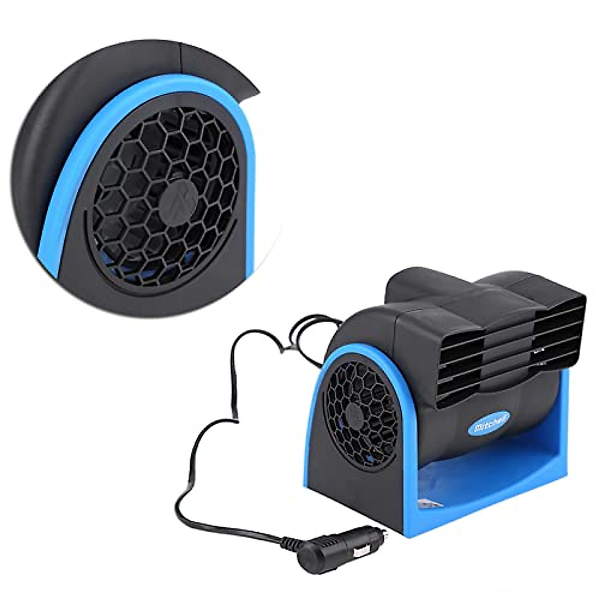 Zerone Car Silent Air Fan, Universal 12V Electric Car Mini Fan Adjustable Speed Silent Air Fan with Cigarette-Lighter Plug for Truck RV SUV ATV, 6.5 x 5.1in
