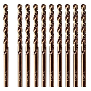 Sipery 10Pcs M35 Cobalt HSS Twist Drill Bits 5mm with Straight Shank, Drilling for Stainless Steel, Copper, Aluminum Alloy and Softer Materials