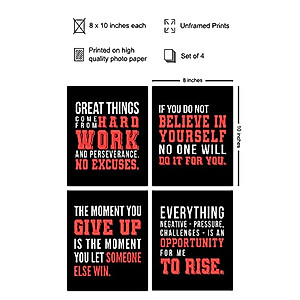 Motivational Quotes Set - 8x10 Basketball Posters - Gift for Sports Fans, Men, Boys, Teens - Inspirational Wall Decor, Art Decorations for Office, Bedroom, Living Room - 8x10 UNFRAMED Prints