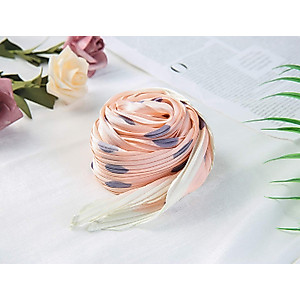 Allegra K 50s Pleated Neck Scarf for Women Rhombus Handkerchief Polka Dots Bandana Hair Wraps Headbands 102x45cm/40x18 inches(LxW) Pink Blue