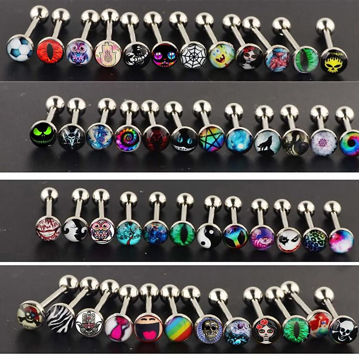 Suotarn Stainless Steel Fancy Words Tongue Ring Logo Barbell Bars 14 Gauge Tongue Piercing Lot 5/8"…