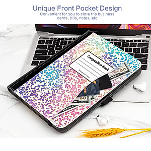 iPad 10th Generation Case 10.9 Inch Tablet, iPad Case 10th Generation, Protective Stand Cover with Pencil Holder/Hand Strap/Pocket for iPad 10th Gen Case, Auto Wake/Sleep, Pink CompositionBook