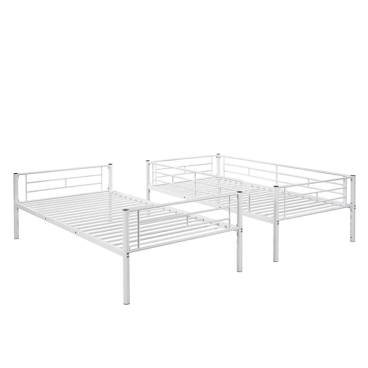 Bunk Bed,Twin Over Twin Metal Bunk Bed,Metal Bunk Bed Twin with 2 Ladder and Safety Rail,Space Saving,for Kids Boys Girls Teens Adults(White)