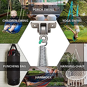 Butizone Porch Swing Hanging Kit, 304 Stainless Steel Swing Hangers and Galvanized Springs for Ceiling Mount Porch Swings and Hammock Chairs, 700 Lbs. Capacity, Set of 2