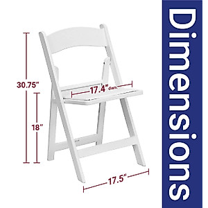 TentandTable White Resin Stackable Folding Chairs | 4 Pack | Heavy Duty | 300-Pound Capacity | for Banquets, Weddings, and Events