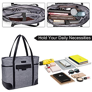 Laptop Bag for Women,ChaseChic Waterproof Classic Teacher's Tote Bag 15.6in Computer Work Bags for Women with Luggage Strap(Charcoal Gray)