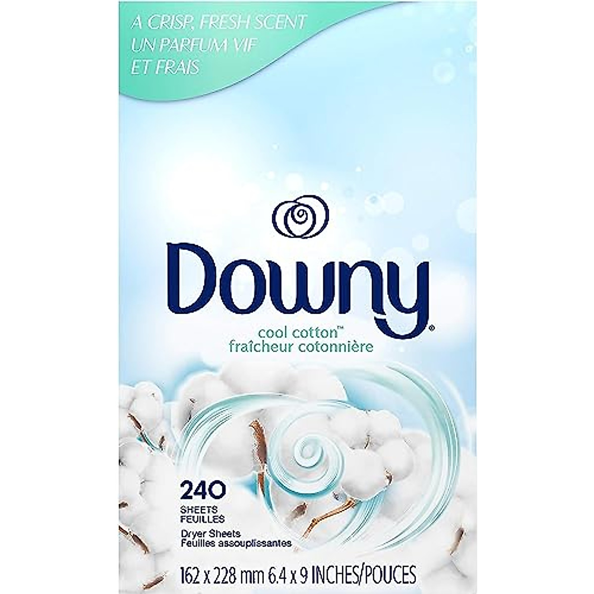 Downy Dryer Sheets Laundry Fabric Softener, Cool Cotton, 240 Count