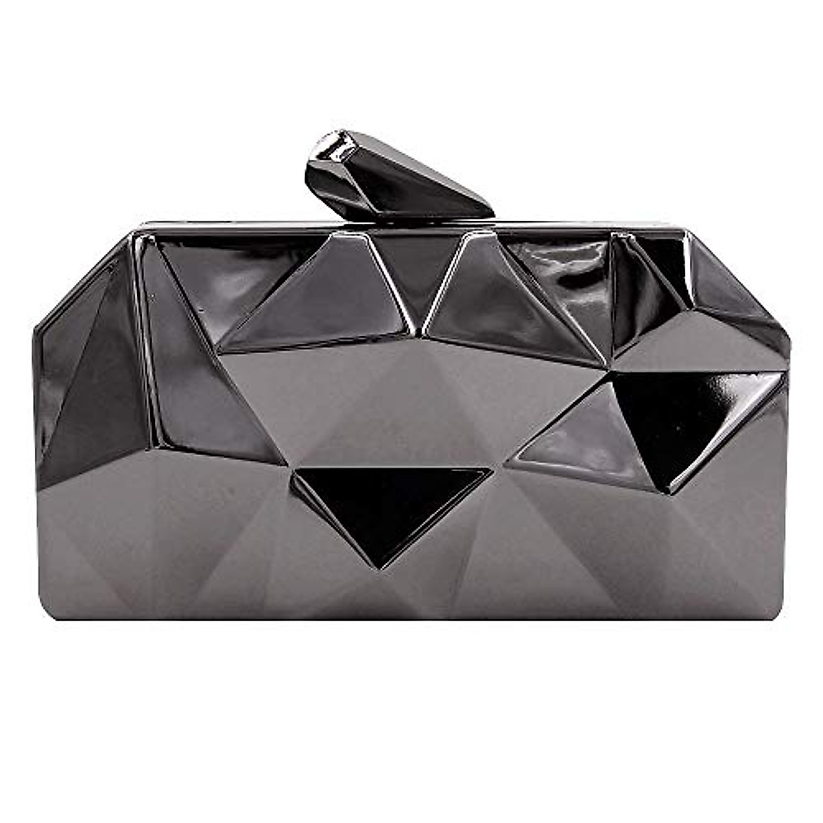 Adela Women Fashion Alloy Metal Women Clutches Fashion Geometic Evening Clutch Metal Clutch Purse (Gun Color)