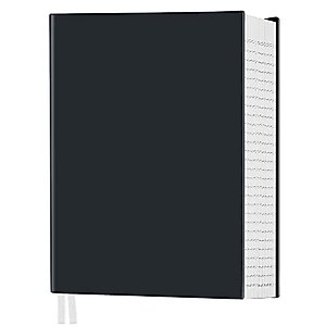 Amanple Notebook Journal, A4 400 Pages College Ruled Notebook, Leather Journal for Writing, 8.5" x 11", 125pcs Sticky Tabs, Inner Pocket, Lined Notebook for Work School, Thick Paper, Black