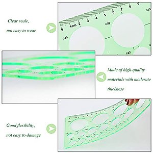Circle Templates Measuring Geometry Ruler Shape Stencils Drawing Set Plastic Geometric Drawing Painting Stencils Oval Templates Scale Drafting Tools for School, Office, Building Formwork, Drawings