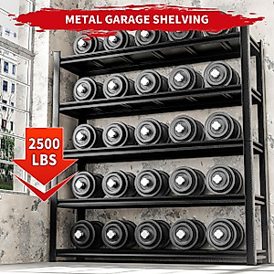 OLLRRACT Garage Shelving, 72 "H Storage Shelves,Heavy Duty Shelving Units and Storage Loads 2500LBS, Adjustable 5 Tier Metal Shelving for Garage Warehouse 15.7" D x 35.3" W x 72" H