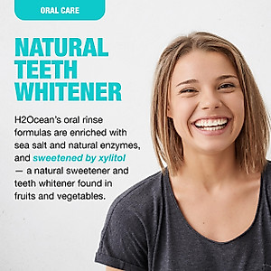 H2Ocean Healing Rinse Natural Sea Salt Oral Care - Mouth Rinse for Oral Care - Great for Piercings, Sore Throats & Gum Health - Alcohol- & Fluoride-Free Mouthwash - Lemon Ice, 16 oz