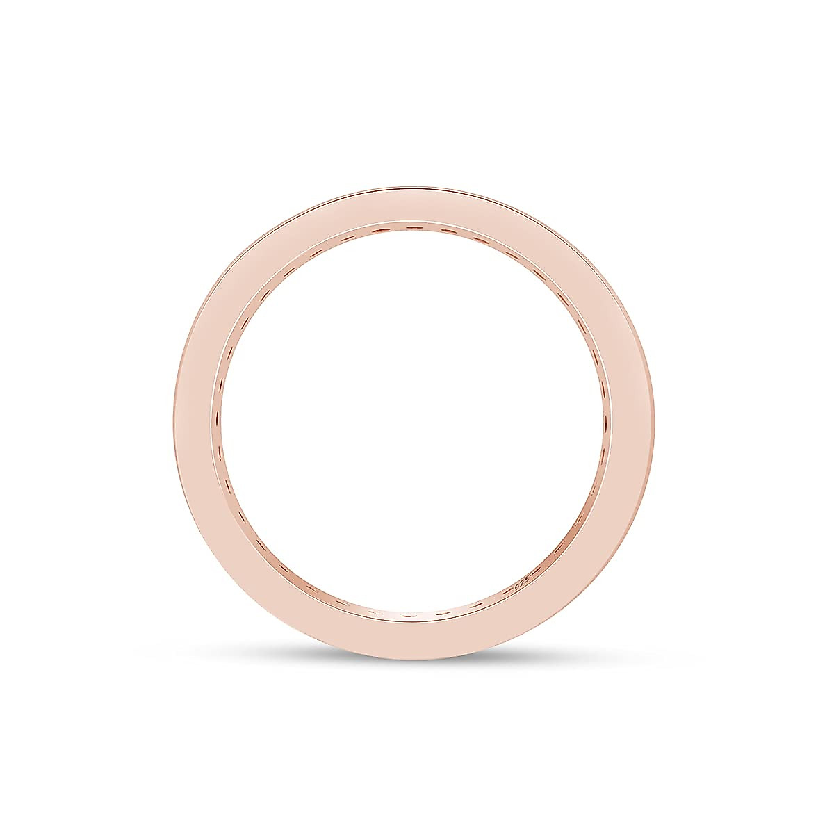 AFFY Round Shape Simulated Green Emerald Full Eternity Band Ring in 14K Rose Gold Over Sterling Silver, Ring Size: 7.5
