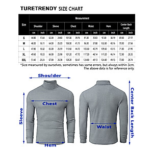 TURETRENDY Men's Stretch Muscle Tshirts Turtleneck Long Sleeve Knit Tees Casual Slim Fit Basic Shirt Tops Gray S