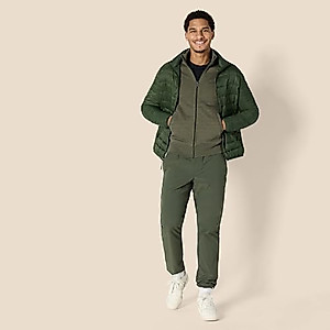 Amazon Essentials Men's Sweatshirt, Mock Neck, Fleece Zip Up, Olive Heather, X-Large