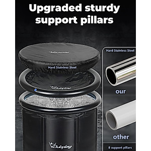 XL Ice Bath Tub for Athletes & Adults - 105 Gallons Ice Tub, Cold Plunge Tub with Cover, Ice Plunge Tub for Recovery & Cold Water Therapy, Inflatable Ice Bath Barrel for Indoor Outdoor- Black