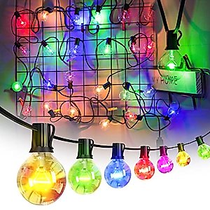 G40 Outdoor String Lights,25ft Outdoor Lights for Patio Hanging Lights LED Dimmable Patio Lights Outdoor Waterproof 25 Colors Globe Bulb,Outside Lights Backyard Lights for Garden Party Wedding