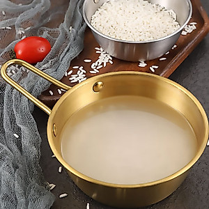 Dadamong 2-Pack Makgeolli Bowls, 304 Stainless Steel Korean Traditional Bowls Rice Wine Bowl with Handle, Hiking Soup Dish, Food Bowl Camp Cup, 4.7 Inch, 10 Ounces (Gold)