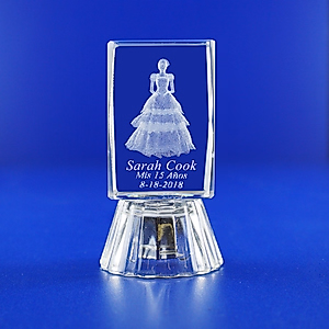 12 Pcs Personalized Custom Laser Engraving Cube Party Favor - Quinceañera, Mis XV Años, Mis 15 Años, Sweet 16 with Lighted Base(2.5"H) (12 Pieces)