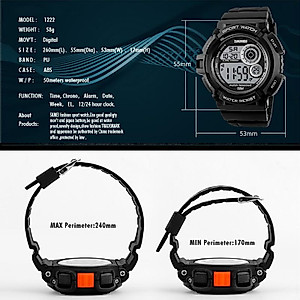 FANMIS Mens Military Multifunction Digital LED Watch Electronic Waterproof Alarm Quartz Sports Watch (U Black)