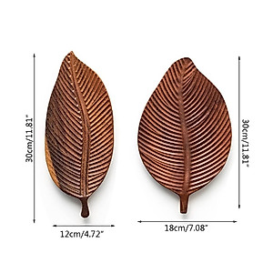 AMABEAgp Serving Tray Wood Serving Tray Leaf Shaped Storage Trays Dessert Dinner Breads Fruit Snacks Food Display Dishes Tea Tray for Kitchens