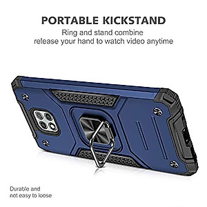 Amytor Designed for Motorola Moto G Power 2021 Case [2 x Tempered Glass Screen Protector] [ Military Grade ] 17Ft. Drop Tested Armor Protective Phone Case with Magnetic Car Mount Ring Kickstand (Blue)