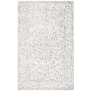 SAFAVIEH Trace Collection Accent Rug - 4' x 6', Ivory & Charcoal, Handmade Wool, Ideal for High Traffic Areas in Entryway, Living Room, Bedroom (TRC302H)