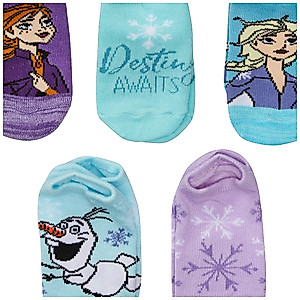 Disney Frozen Girls 5 Pack No Show Socks, Assorted Pastel - Frozen 2, Fits Sock Size 5-6.5 Fits Shoe Size 4-7.5