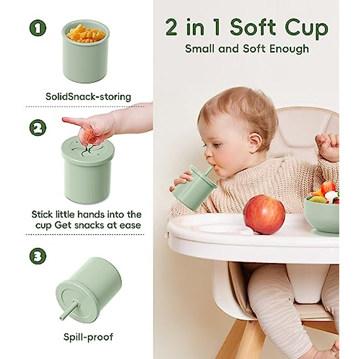 Silicone Baby Feeding Set, Complete Baby Led Weaning Supplies Bpa Free, 8 Pack Baby Eating Supplies with Infant Suction Bowl and Plates, Bowl Cup Spoon and Fork Set, Infant Utensils Dish for Baby