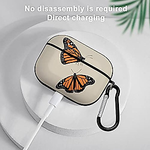 Butterflies Monarch Airpods Case Cover for Apple AirPods Pro Cute Airpod Case for Boys Girls PC Hard Silicone Protective Skin Airpods Accessories with Keychain
