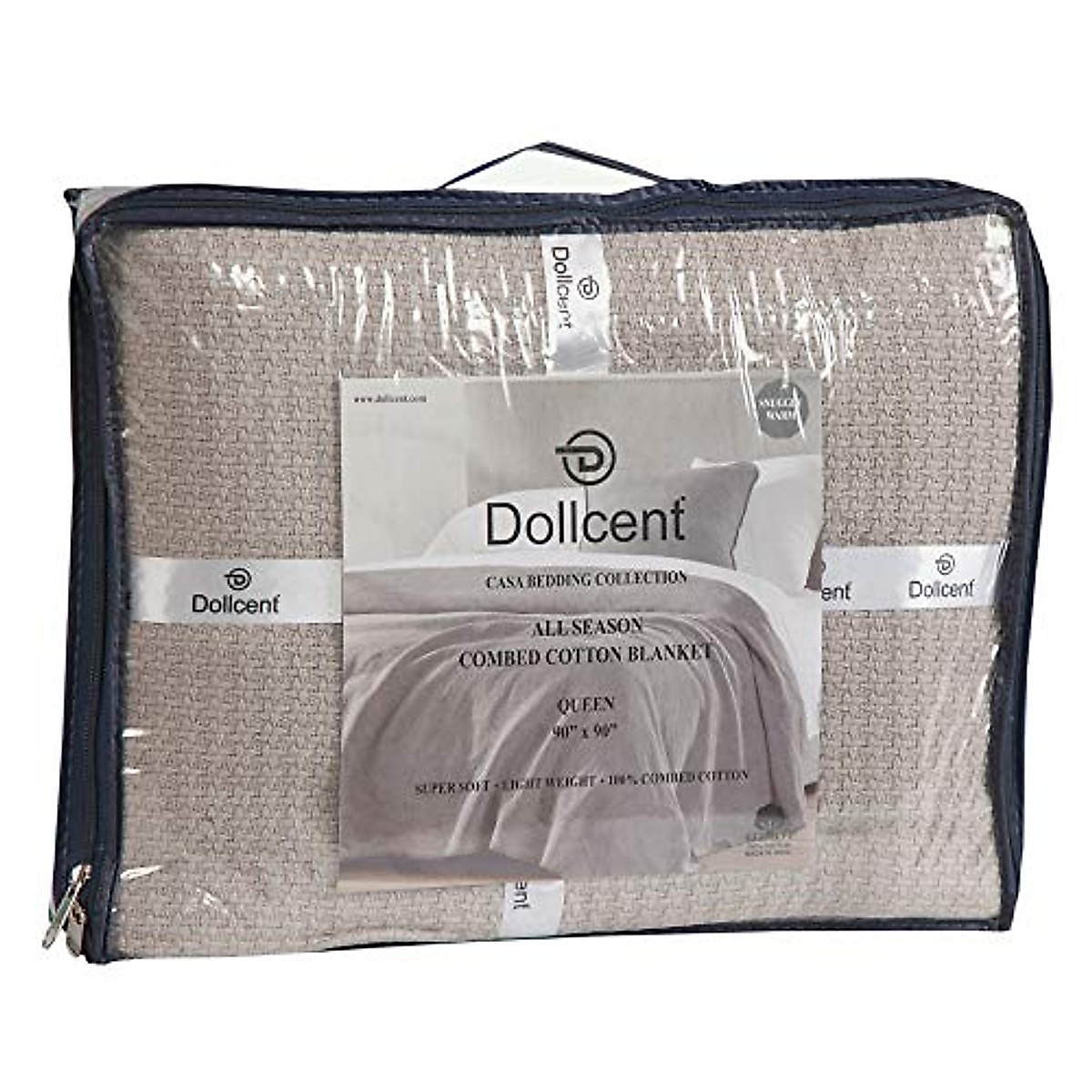 DOLLCENT 100% Soft Premium Combed Cotton Thermal Blanket– Queen Blanket– Soft Cozy Warm Cotton Blanket– Bed Throw Blanket– Queen Bed Blankets– All Season Cotton Blankets– Sand Queen Cotton Blankets