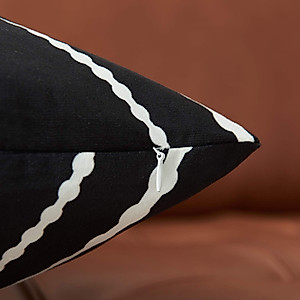 Nestinco Set of 2 Black Pillow Covers 18 x 18 inches Boho Aztec Polyester Blend Square Decorative Throw Pillow Covers for Sofa Couch Bed Decor