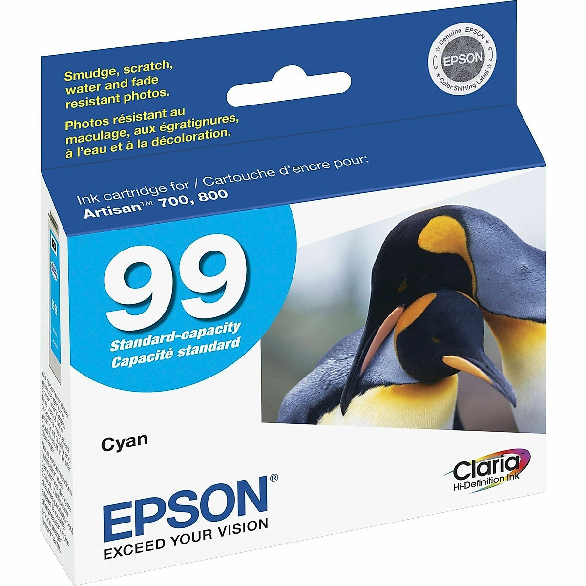 EPSON T099 Claria Hi-Definition -Ink Standard Capacity Cyan -Cartridge (T099220-S) for select Epson Artisan Printers