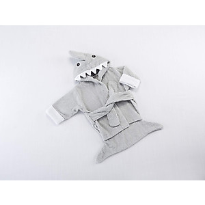 Baby Aspen Gray Baby Shark Hooded Towel Robe,Let The Fin Begin Baby Shower Gifts 0-9 Months, Baby Bath Towel/Spa Robe