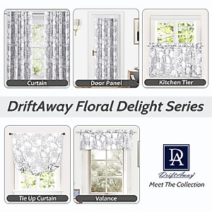 DriftAway Floral Delight Botanic Pattern Room Darkening Thermal Insulated Grommet Unlined Window Curtains Set of 2 Panels Each 52 Inch by 84 Inch Gray