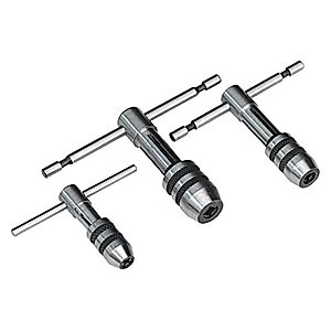 T-Handle T Type Tap Wrench Set of 3 Pieces Solid Collet Jaws